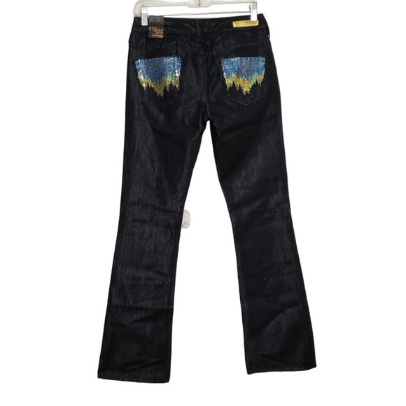 Express | Jeans | Express Stella Womens 6 Sky Bluegold Sequin ...